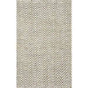 nuLOOM Vania Chevron Jute Area Rug, 4' x 6', Off-white