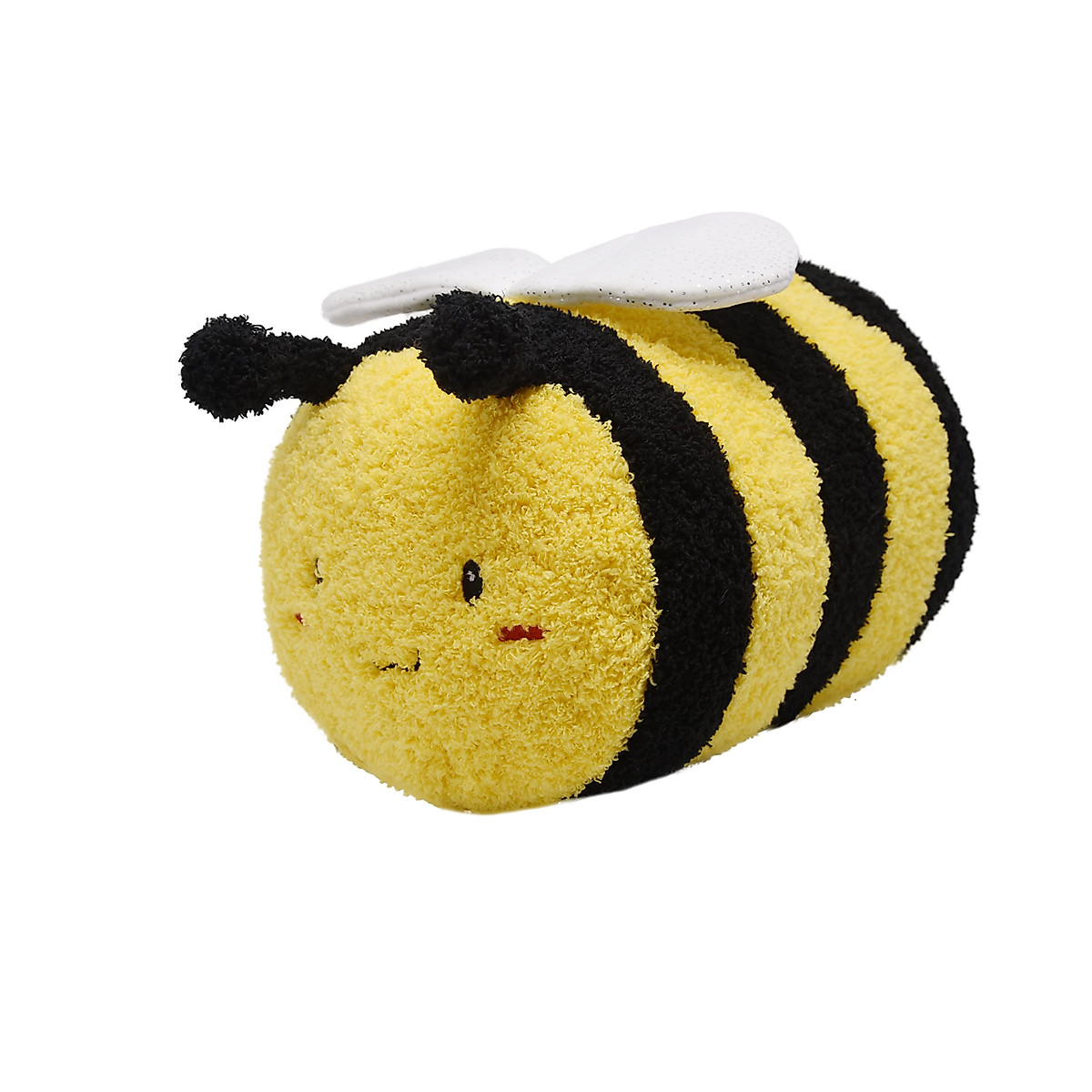 YONLIT Fuzzy Bumblebee Stuffed Animal with Smile Face and White Wings Super Cute Plush Bee Toy Excellent Gifts for Kids or Honey 12 Inch