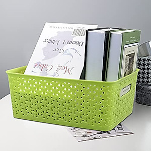 Rinboat Medium Colored Plastic Storage Baskets, 4 Packs