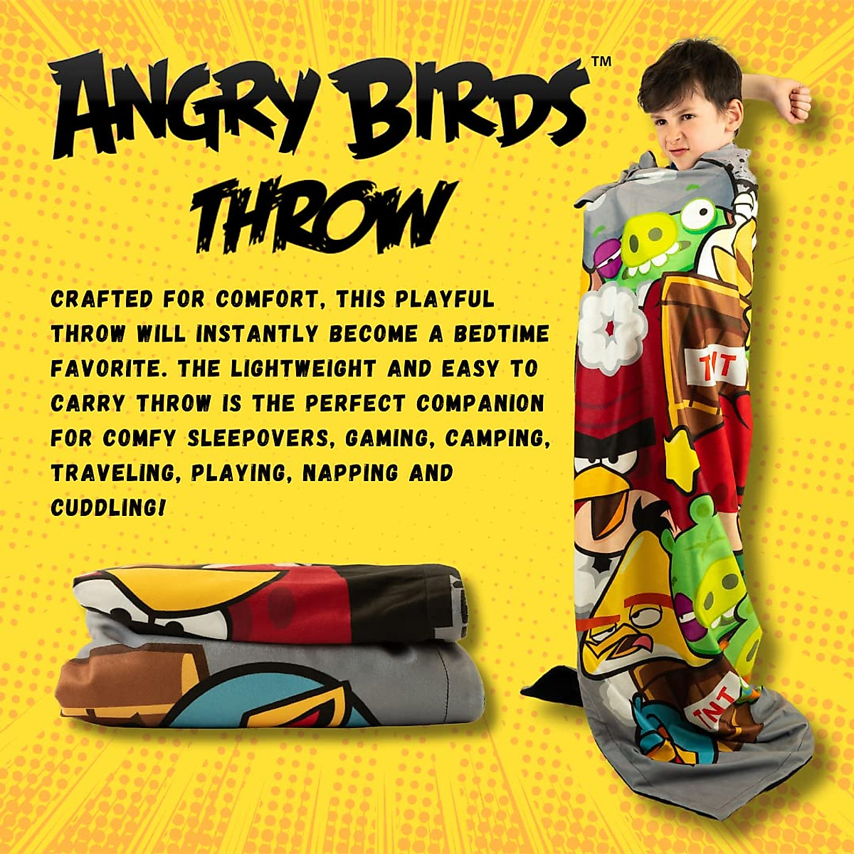 Franco Angry Birds Kids Bedding Super Soft Micro Raschel Throw, 46 in x 60 in, (Official Licensed Product)