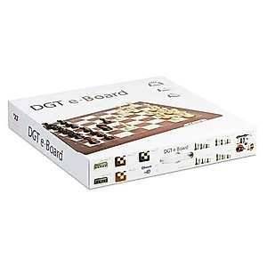 DGT USB Walnut e-Board with Timeless Pieces and Carrying Bag Included Chess Board