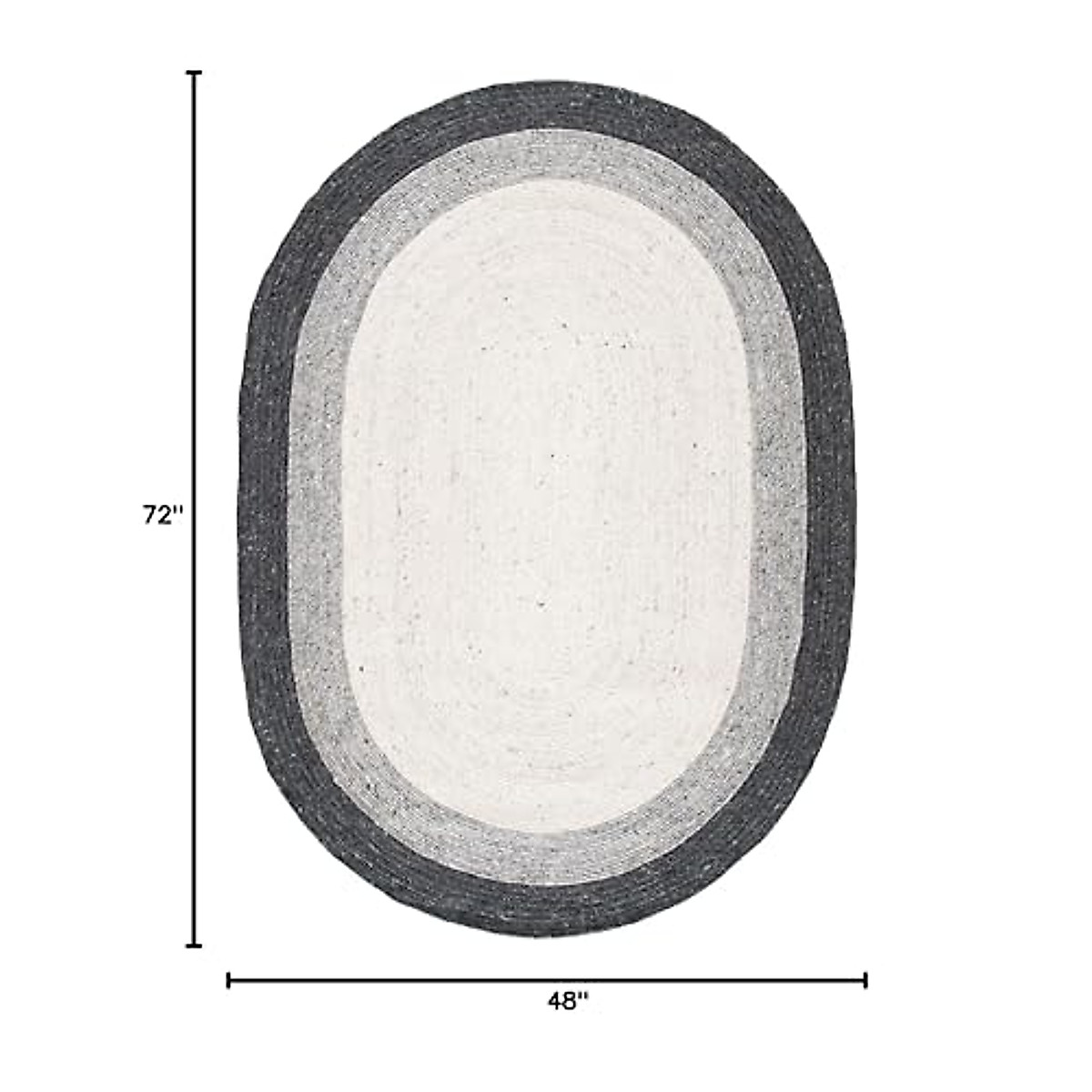 SAFAVIEH Braided Collection 4' x 6' Oval Grey/Ivory BRD903A Handmade Country Cottage Reversible Wool Entryway Foyer Living Room Bedroom Kitchen Area Rug