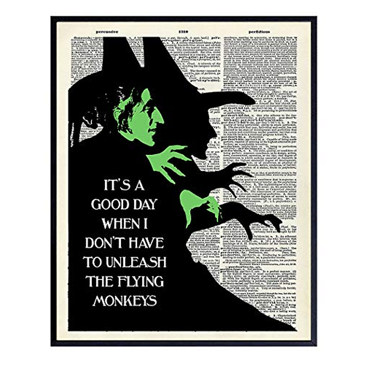 Funny Wizard of Oz Dictionary Art - 8x10 Wicked Witch Wall Decor, Home Decoration, Apartment or Office Poster- Cool Unique Gift for Mom, Boss, Manager - Unframed Picture, Photo, Print
