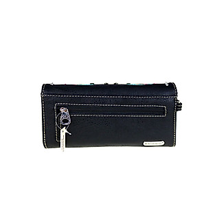 MW494-W002 Montana West Sugar Skull Collection Tri-Fold Wallet Wristlet (Black/Multi)