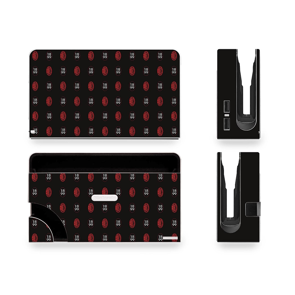 Head Case Designs Officially Licensed AC Milan Pattern Logo Art Vinyl Sticker Gaming Skin Decal Cover Compatible With Nintendo Switch OLED Bundle