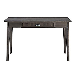 Newport Series Home Office Computer Writing Desk with Fully Extended Drawer | Laptop PC Workstation with USB Hub | Sturdy and Stylish | Easy Assembly| Smoke Oak Wood Look Accent Living Room Furniture