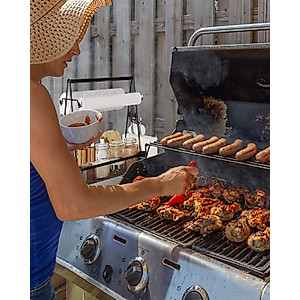 Utensil Caddy, Grill Condiment Caddy, BBQ & Picnic Caddy, Utensil Holder for Party, Picnic Flatware Caddy with Handle and Paper Towel Roll Holders, Utensil Cutlery Caddy for Camping, Kitchen