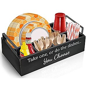 PICKKROSS Wooden Utensil Caddy Organizer, Black, 100% Risk-Free Guarantee