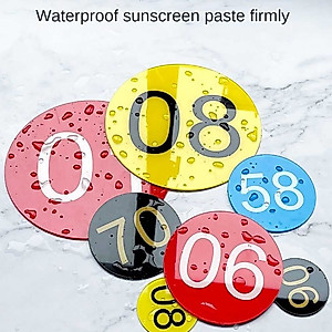 Number Sign, Table Number Sign, Closet Identification, Seat Identification Sign, Acrylic, Round, Waterproof and Sun-Proof (10x10cm,Yellow 01-100(100 pcs))