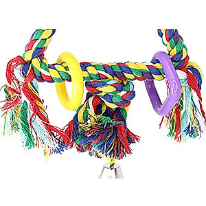 Bonka Bird Toys 1325 Tiny Rope Triangle Swing Colorful Cotton Metal Plastic Climbing Quaker Parrot Parrotlet Cockatiel Budgie
