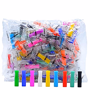 100pcs Straw Tips Reusable Silicone Straws Tips for Metal Straws Several Colors Food Grade Straws Tips Covers Individually Wrapped Silicone Tips Fits for Regular 1/4 Inch Wide Stainless Steel Straws