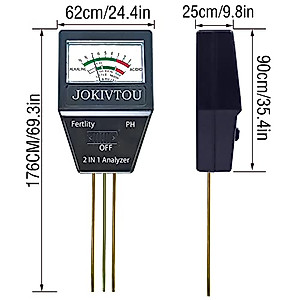 JOKIVTOU 2 in 1 Soil PH & Fertility Analyzer, Soil Test Kit for PH, Soil Testing Kit for Garden, Great for Gardening, Farming, Indoor, Outdoor,4th of July(No Battery Needed)