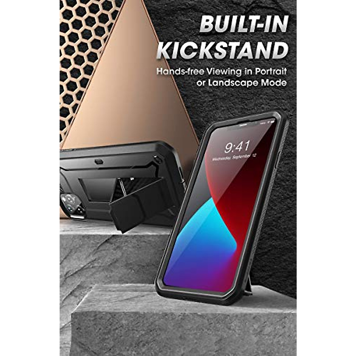 SUPCASE Unicorn Beetle Pro Series Case for iPhone 12 Pro Max (2020 Release) 6.7 Inch, Built-in Screen Protector Full-Body Rugged Holster Case(Black)