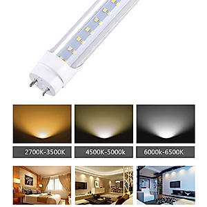 JOMITOP 28w Led Tube Light Bulb 4ft, Ballast Bypass Required,2pin G13 End 3360 Lumens, Day White 5000K, Replace 80W Fluorescent Light,Dual-End Powered Clear Cover AC 85-265V Pack of 4