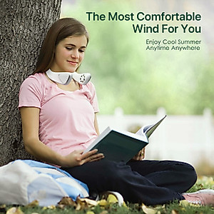 Housmile Neck Fans Portable Rechargeable, Neck Fan 4000 mAh Battery Operated Portable Neck Fan, No Hair Twisting, Leafless, USB Powered Wearable, 3 Speeds for Outdoor Indoor-White