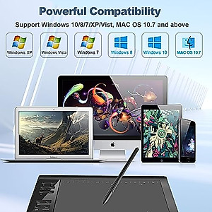 TeinenRon Graphics Drawing Tablet,10 x 6 Inch Drawing Tablet with 8192 Levels Pen and Bag,12 Hot Keys,Compatible with PC/Mac/Android for Painting,Design & Online Teaching