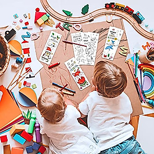 Anseal 120 PCS Color Your Own Bookmarks Bulk, DIY Bookmarks for Kids/Teens, Cute Animal Bookmarks for Reading Lover, 12 Styles Fun & Personalized Bookmark for Students, Classroom Rewards Supplies