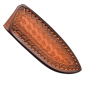 Elk Ridge - Outdoors Fixed Blade Knife - Genuine Damascus Stainless Steel Blade, Rose Wood Handle, Full Tang Construction, Includes Leather Sheath, Camping, Survival - ER-111RDM, Brown/Polished
