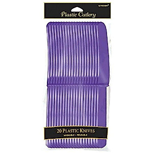 Amscan Party Supplies Plastic Premium Knives, Purple, 9.2 x 4 , 20ct