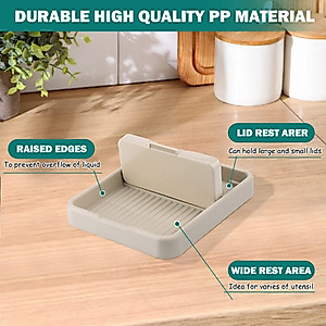 Palksky 1PCS Spoon Rest for Kitchen Counter - Spoon Holder for Stove Top, Pot Lid Holder with Drip Pad for Ladle|Spatula|Tongs|Forks|Utensil Holder Organizer