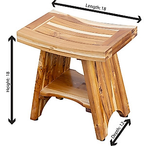 EcoDecors, 18 inch, Natural, Teak Shower Bench, Teak Shower Stool, Teak Bench Shower, Teak Shower Seat, Teak Shower Chair, Teak Stool, Shower Benches Teak