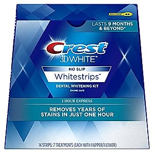 Crest 3D Whitestrips, 1 Hour Express, Teeth Whitening Strip Kit, 14 Strips (7 Count Pack)