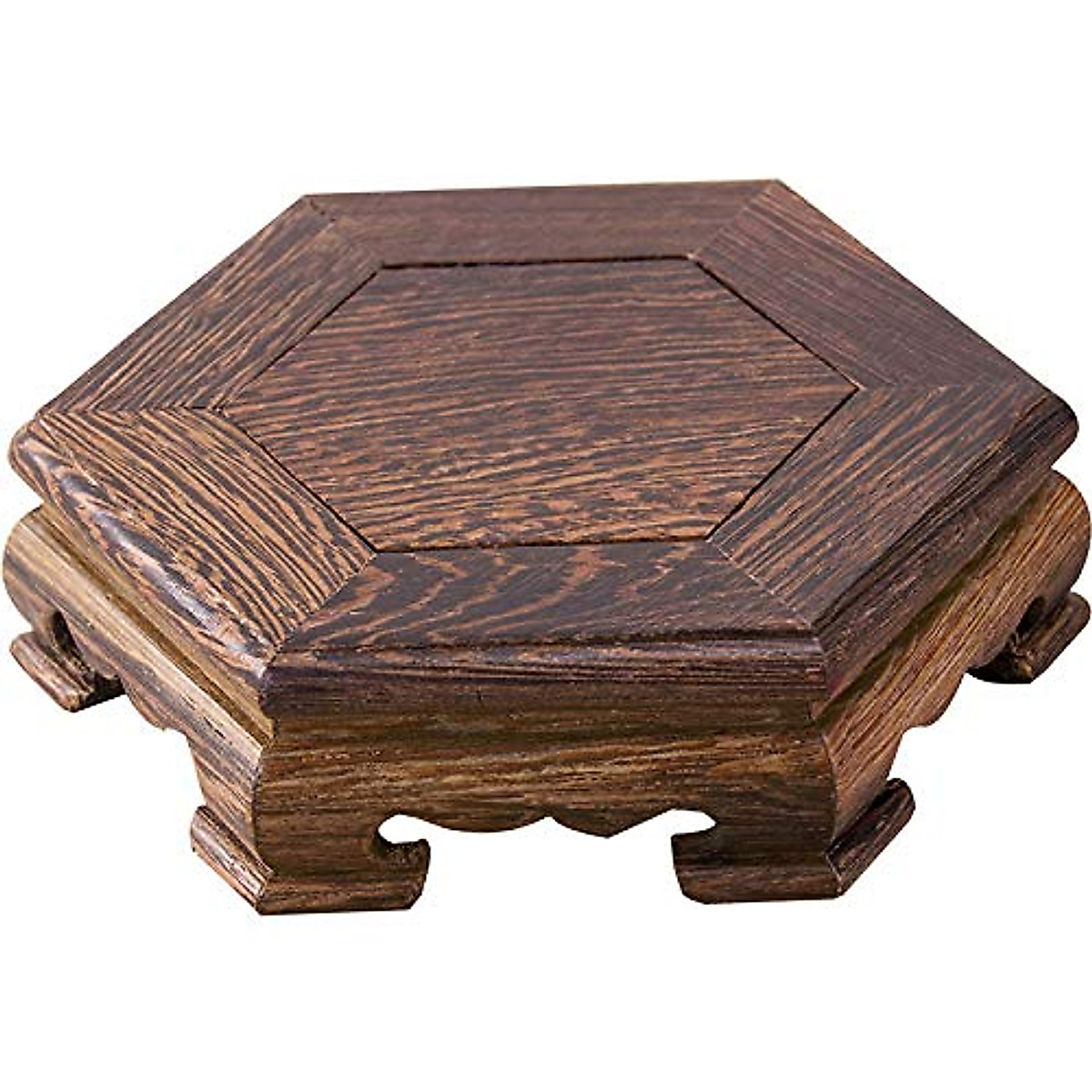 HIOODJO Wood Tray Plant Stand - Unique Hexagon Flower Display Shelf