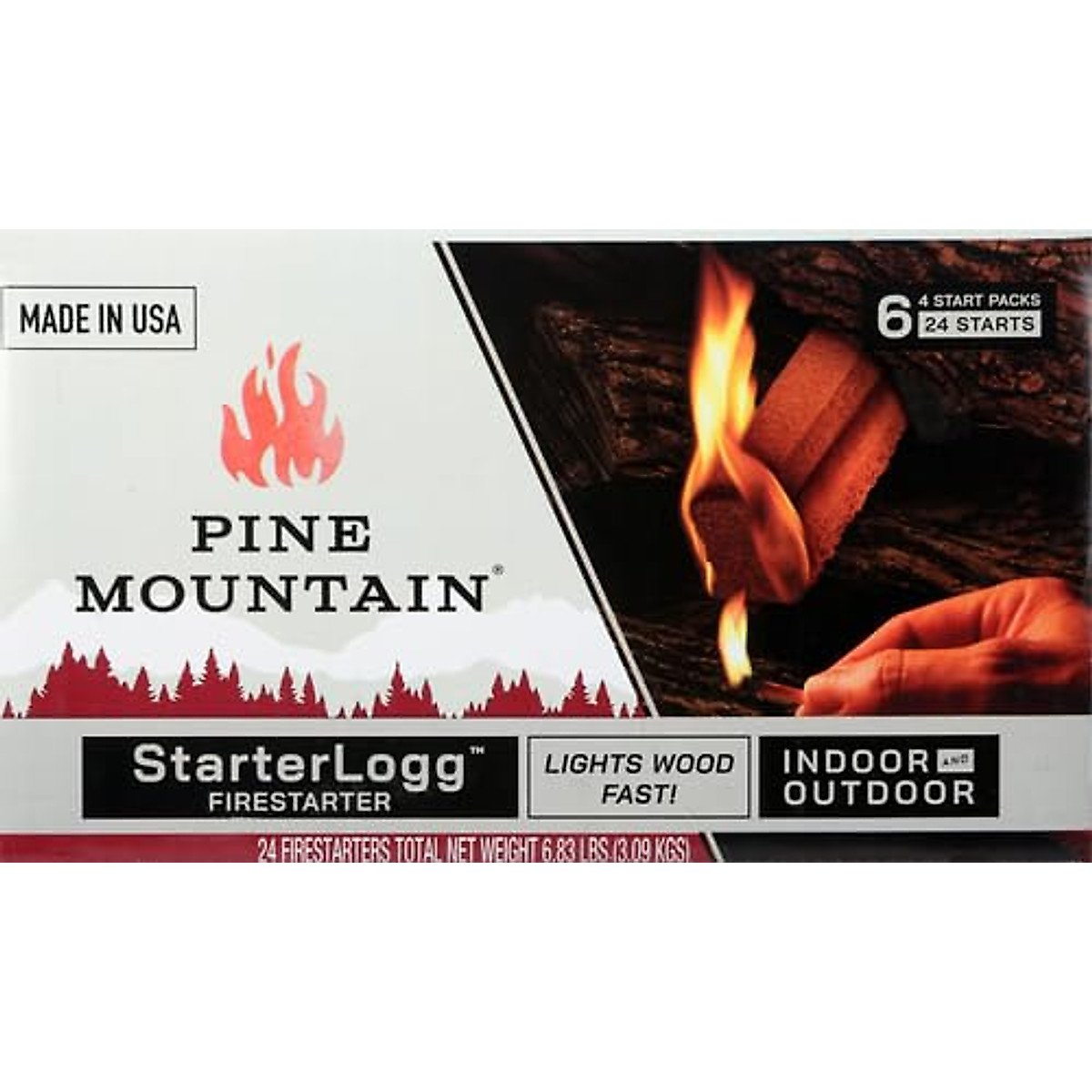 Pine Mountain StarterLogg Select-A-Size Firestarting Blocks, 24 Starts Firestarter Wood Fire Log for Campfire, Fireplace, Wood Stove, Fire Pit, Indoor & Outdoor Use, Red