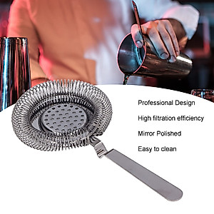 Bar Strainer, Stainless Steel Cocktail Strainer Hawthorne Strainer with Removable Spring, 8 x 3.7in(Black)