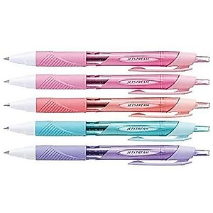 Uni Ball Jetstream Extra Fine & Micro Point Click Retractable Roller Ball Pens Rubber Grip Type 0.38mm - Black Ink - 5 Body Color Value Set