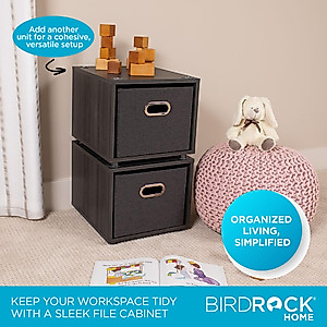 BIRDROCK HOME Rolling File Cabinet with 1 Lateral Drawer – Decorative Storage Shelf for Blankets, Books, Files, Magazines, Toys, etc – Removable Bin with Handles – Under Desk Office Organizer