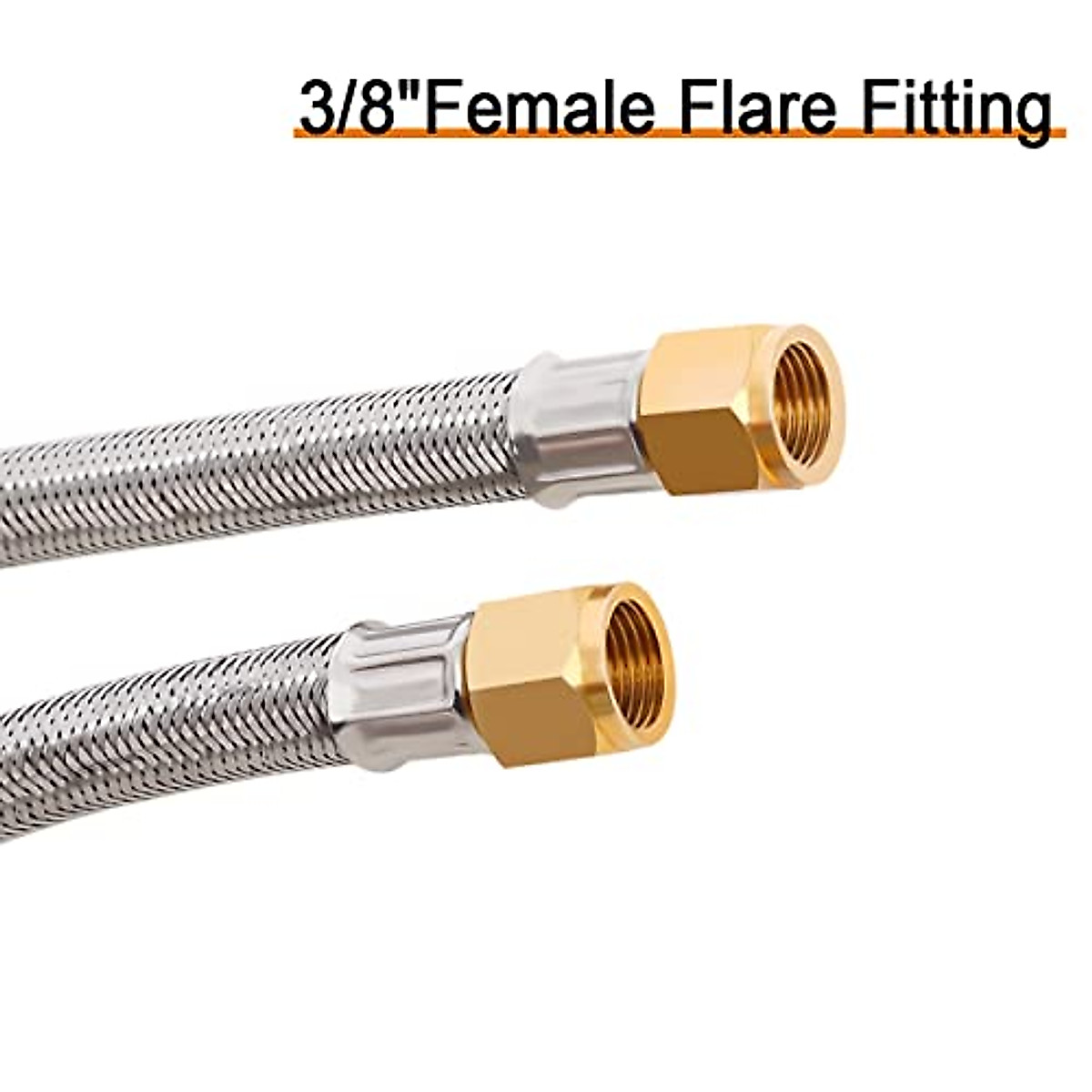 Propane Hose Extension Stainless Steel 10 Feet,3/8" Female Flare Includes 5 Conversion Coupling and Thread Tape,for RV, BBQ Grill, Propane Tank, Heater Braided Propane Gas Line