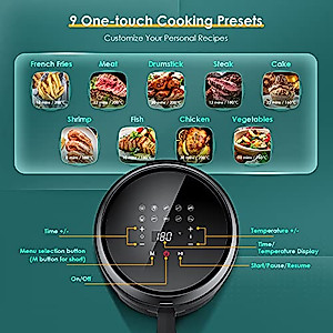 Air Fryer 4.5 Quart Small Air Fryers with 10-in-1 One-touch Program, Non-stick Basket, Dishwasher Safe, Auto Shut-Off, Compact Air Fryer for 2-3 people, Black