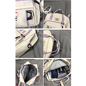 MUSICARD Girls Kawaii Backpack with Cute Pins and Pendant, Japanese Schoolbag Aesthetic Rucksack with Accessories for Teens