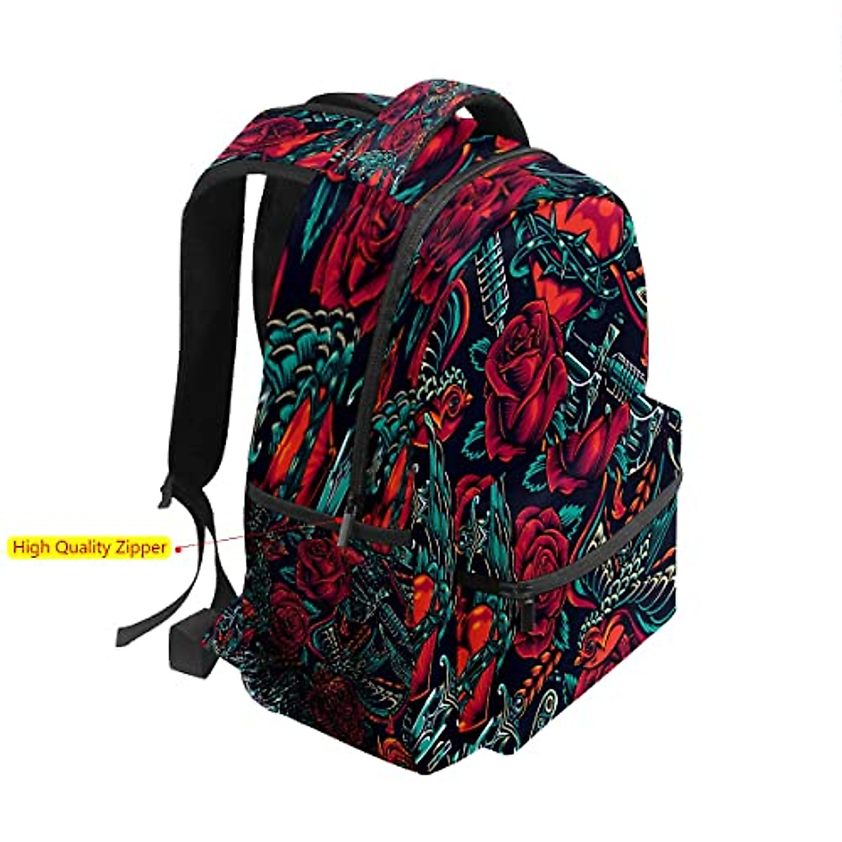 KIOPLYET Vintage Flash Tattoos Backpack School Book Bag Laptop Backpacks Travel Hiking Camping Day Pack