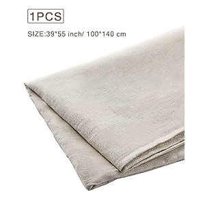 Pllieay 39 x 55 Inch Natural Pure 100% Linen Fabric, Plain Solid Colour Linen Fabric Cloth for Needlework, Dressmaking, Skirts, Bag, Embroidery, Tablecloths and Garments Craft