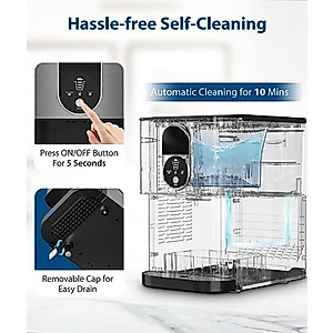 Joy Pebble Nugget Ice Maker Dispenser, Self Dispensing Pellet Ice Maker, 44lbs/24H, 15mins Quick Ice Make, 3.3lbs Ice Storage, Ice Full Indicator, Self-Cleaning, Home, Kitchen, Bar, Party