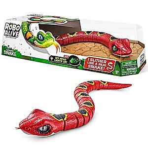 Robo Alive Slithering Snake Series 3 Red by ZURU Battery-Powered Robotic Light Up Reptile Toy That Moves (Red), Multi-Color, 7150A