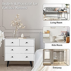 Giantex 4 Drawer Chest Dresser w/Spacious Drawers & Metal Handles, Sturdy Wooden Storage Organizer Unit for Living Room, Bedroom, Nursery Room, Closet, Office Floor Cabinet (White)