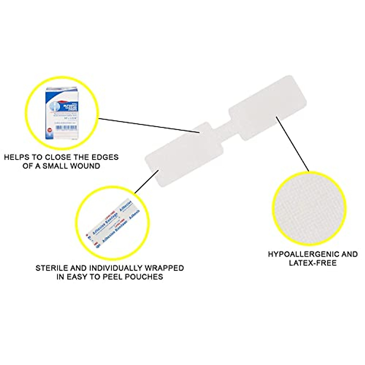 Dukal Butterfly Closure Strips. Pack of 100 Adhesive Wound Closure Bandages. Sterile Bandages for Wound Protection. Single use. Individually Wrapped. Easy to Apply.