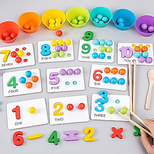 3PCS Wooden Tweezer Tongs Wooden Peg Board Beads Game Clips Counting Matching Game Beads for Montessori Sorting Toys