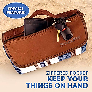Scuddles Extra Large Picnic & Outdoor Blanket with Pocket for iPhone Keys and More Dual Layers for Outdoor Water-Resistant Handy Mat Tote Spring Summer Camping Blanket Great for The Beach