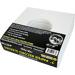 (100) Archival Quality Acid-Free Heavyweight Paper Inner Sleeves for 7" Vinyl Records #07IW