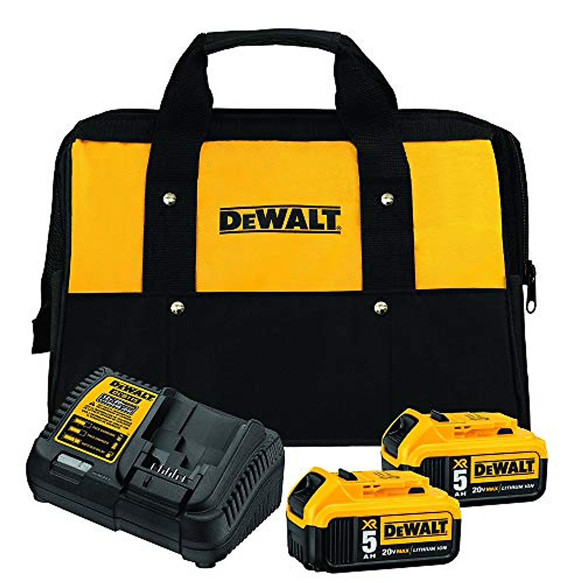 DEWALT 20V MAX Battery Starter Kit with 2 Batteries, 5.0Ah (DCB205-2CK) , Black