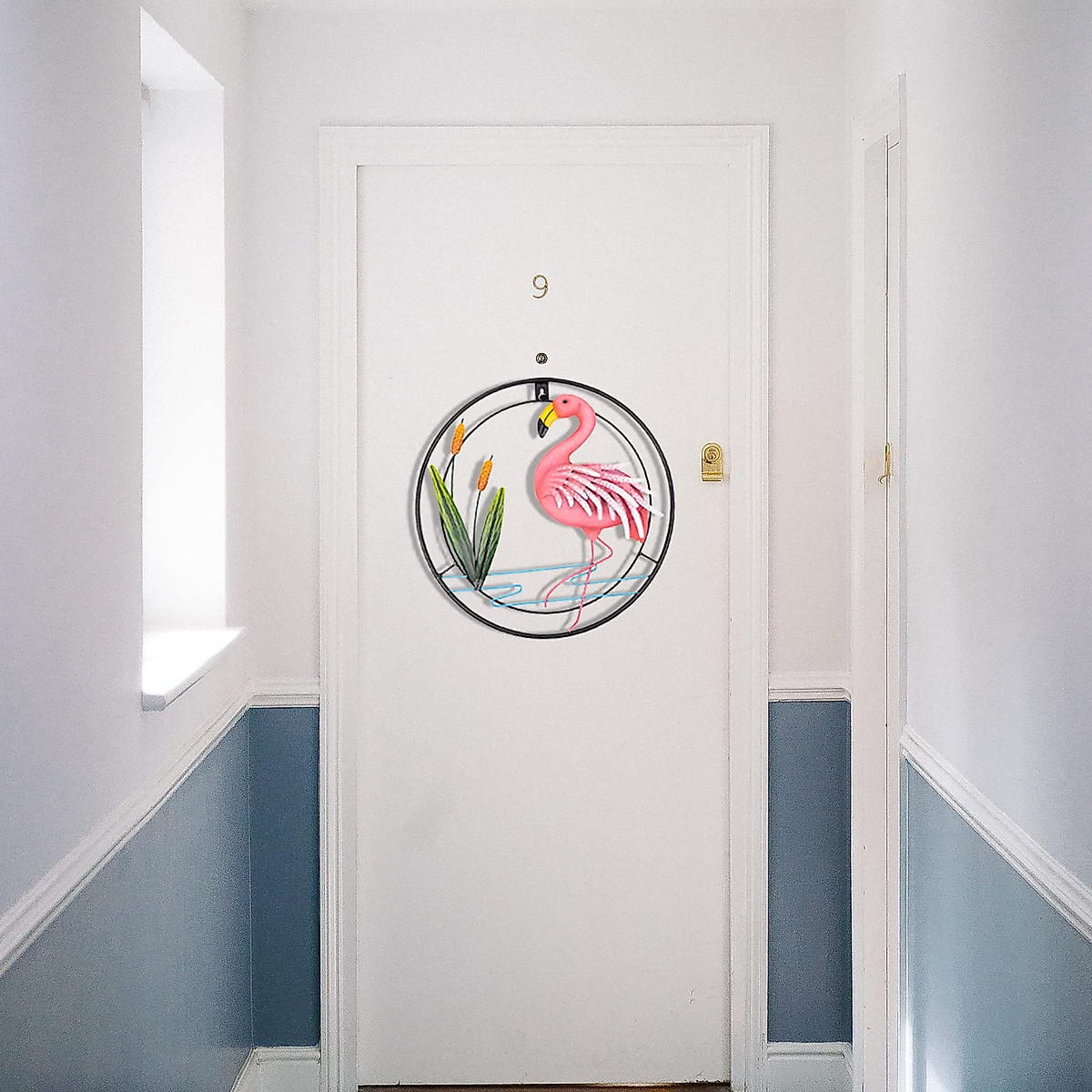 Vidduo Flamingo Metal Wall Art Hanging Décor for Indoor Outdoor, Flamingo Wall Plaque Hanging Artwork Garden Statues and Sculptures Wall Mural Yard Garden Decor for Home Room Door Patio Yard, 13"