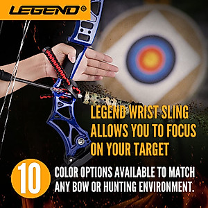 LEGEND 550 Paracord Bow Wrist Sling - Compound Bow Stabilizer & Hand Loop Carrier for Bow Hunting - Adjustable Wrist Strap with Durable Leather Yoke, Strong Metal Grommets - Archery Accessories & Gear