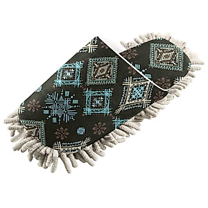 FLildon Microfiber Cleaning Slippers Bohemian Tile Washable Mop Shoes Slipper for Men/Women House Floor Dust Cleaner, Size L