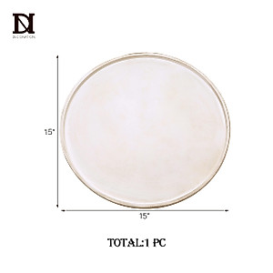 DN DECONATION White Wood Tray, Large Decorative Tray for Coffee Table, Ottoman, Decorative Round Trays, Accent Tray for Dining Room, Living Room, Farmhouse Decor