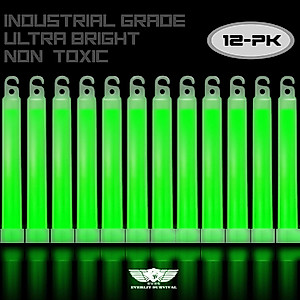 EVERLIT Survival Emergency Glow Sticks- 6 Inches Light Sticks for First Aid Kit, Survival Kit, Camping, Hiking, Outdoor, Disasters, Emergencies Up to 12 Hours Duration… (12 Pack, Green)