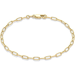 Amazon Essentials 14K Gold Plated Paperclip Chain Bracelet 7.5", Yellow Gold